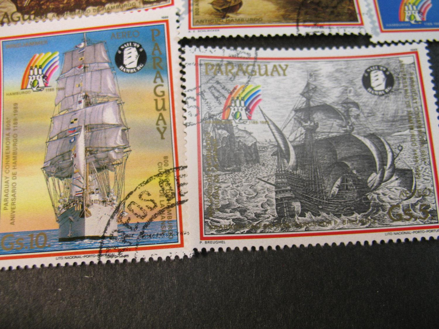 SAILING SHIPS Boats Masted Schooners STAMP Collection Vintage Used ...