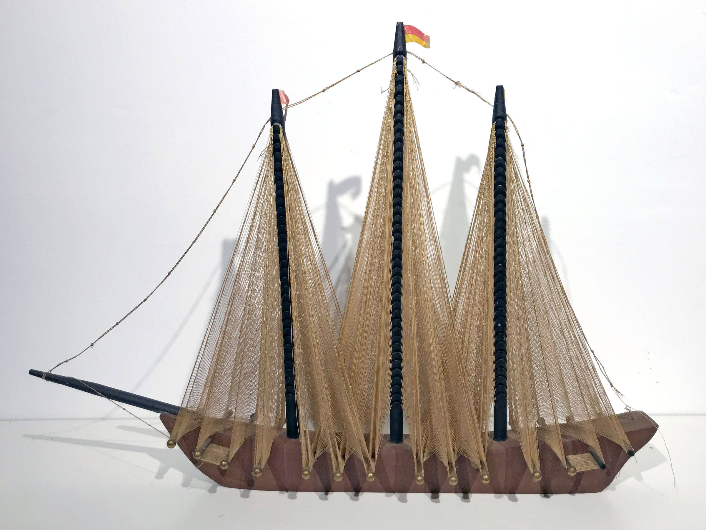 Vintage Brutalist String Art Model Sailing Ship | Schooner Chandlery