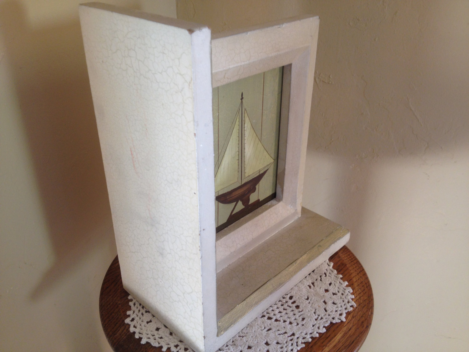 Vintage Wooden Sailboat Bookend Picture Frame | Schooner Chandlery