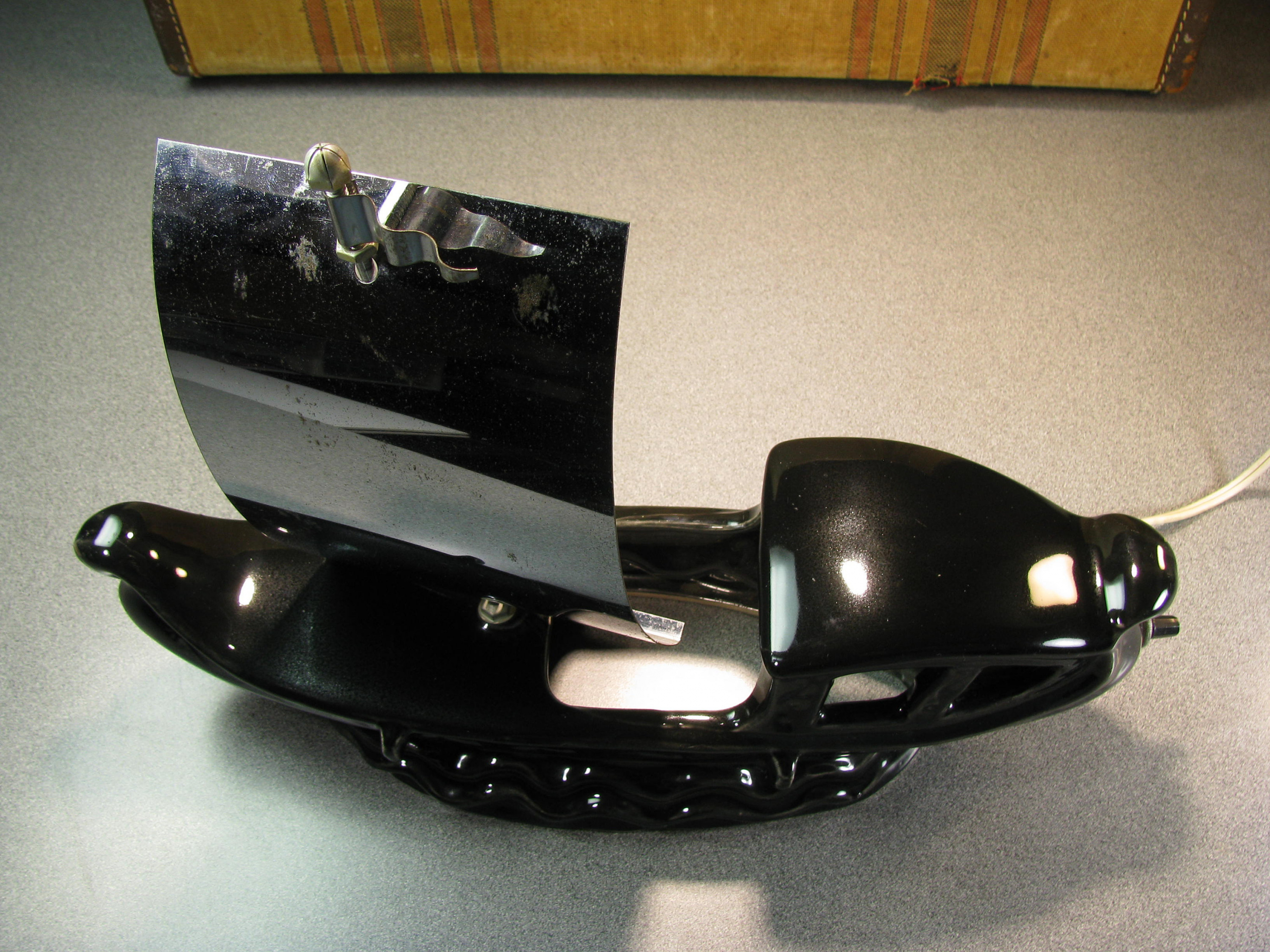 Large Ceramic Ship With Metal Sail TV Light | Schooner Chandlery