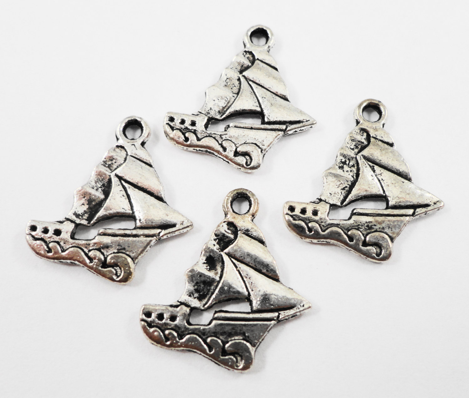 Silver Ship Charms 18x17mm Antique Silver Schooner Charms, Silver Ship ...