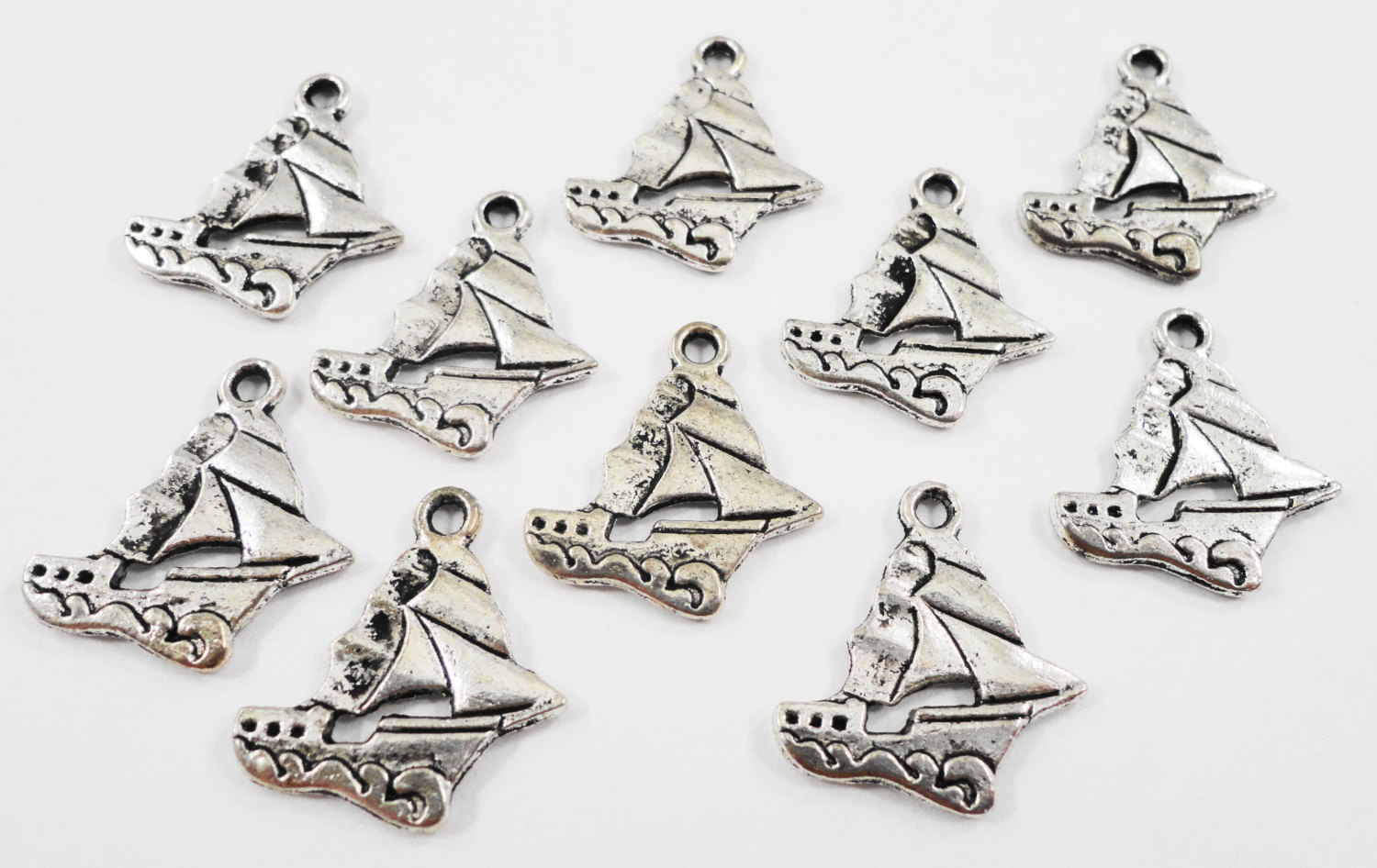 Silver Ship Charms 18x17mm Antique Silver Schooner Charms, Silver Ship ...