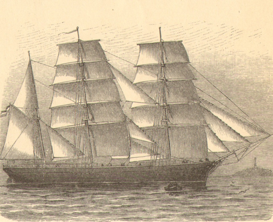 1905 Original Antique Engraving of Merchant Vessels of the Late 19th ...