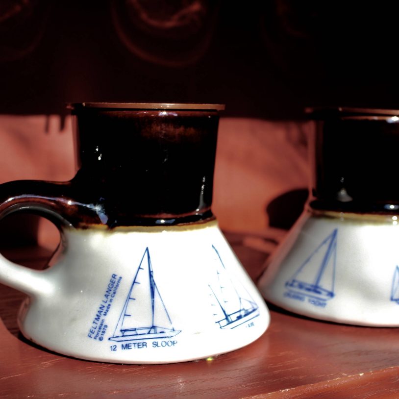 Vintage Nautical Feltman Langer Porcelain Ship Non-Slip Mugs Set of Two ...