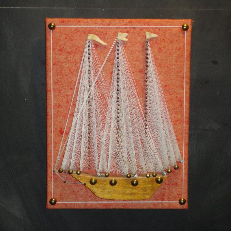 Vintage String Art Wall Hanging-Nautical-Boat-String and Nail Art ...