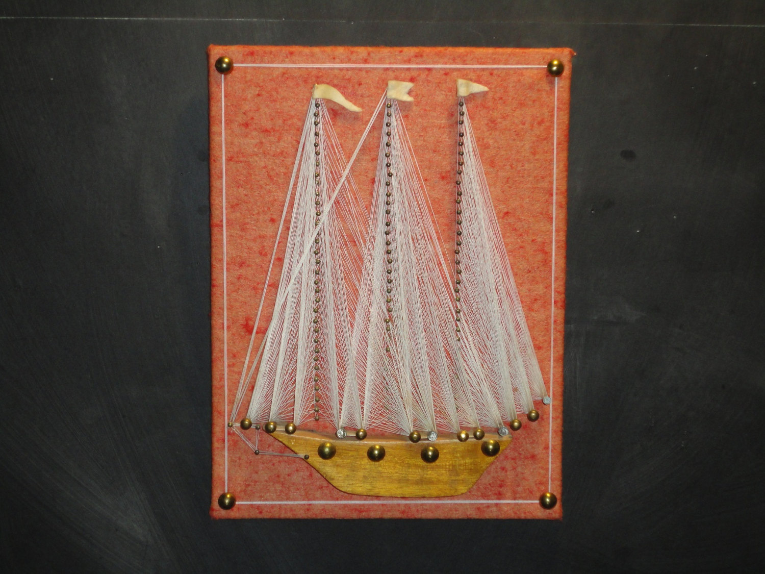 Vintage String Art Wall Hanging-Nautical-Boat-String and Nail Art ...