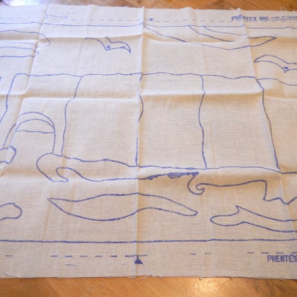 1970s Phentex Printed Punch Needle Embroidery Canvas Rug-Wall Hanging 2 ...