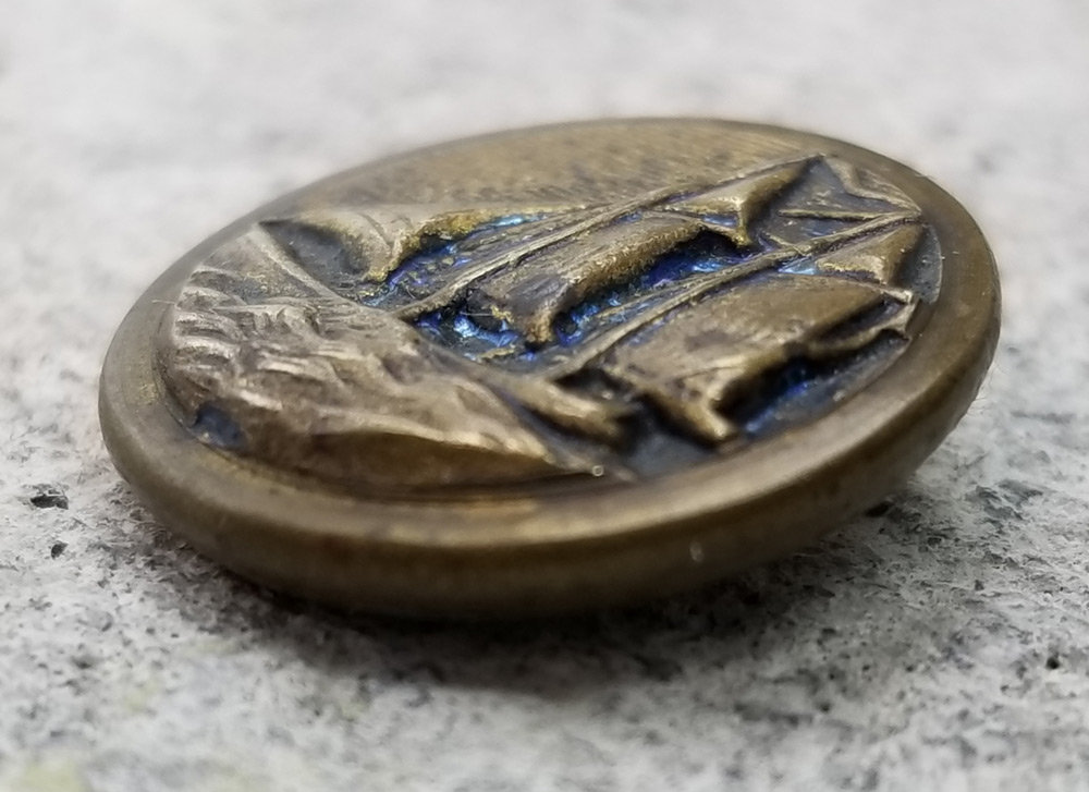 Antique Brass Transportation Picture Button ~ Two Masted Schooner ...