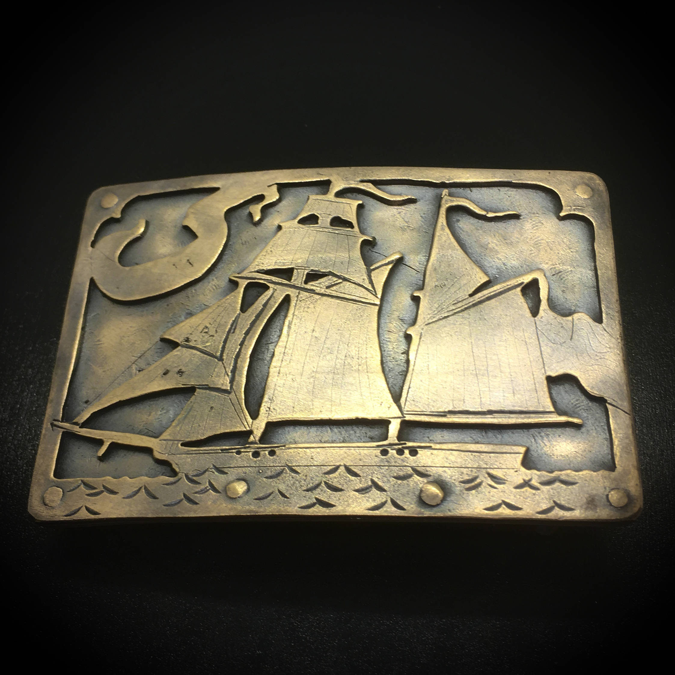 The Baltmore Clipper belt buckle bronze pirate ship belt buckle ...