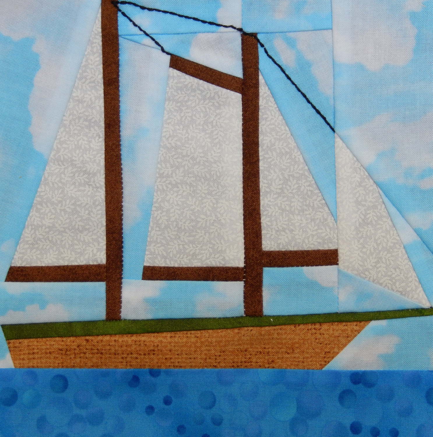 Schooner paper pieced PDF quilt pattern; baby boy's nautical quilt ...