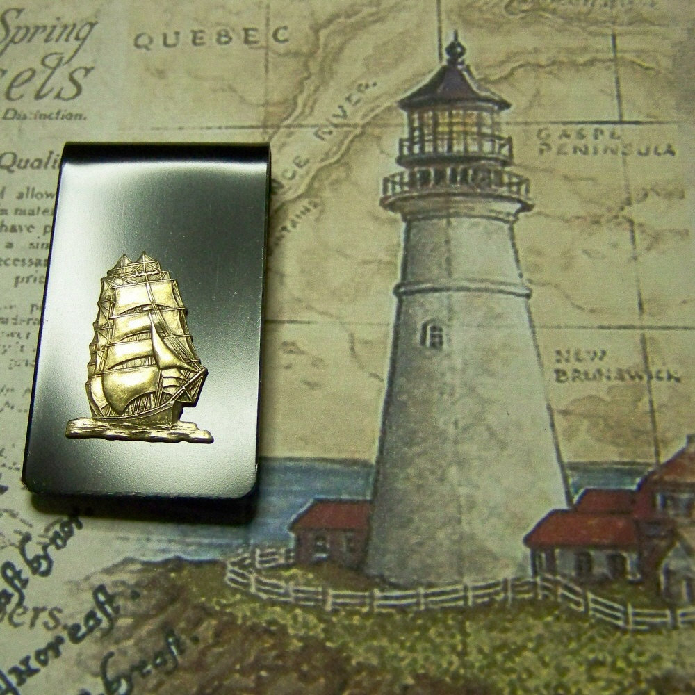Clipper Ship Money Clip - Sailing Schooner Pirate Ship - Nautical ...