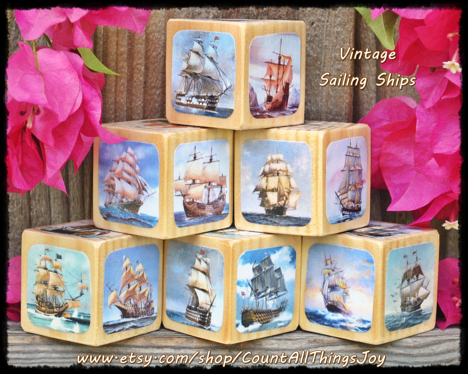 Personalized SAILING SHIPS, Storybook Wooden Blocks, for Nursery Decor ...