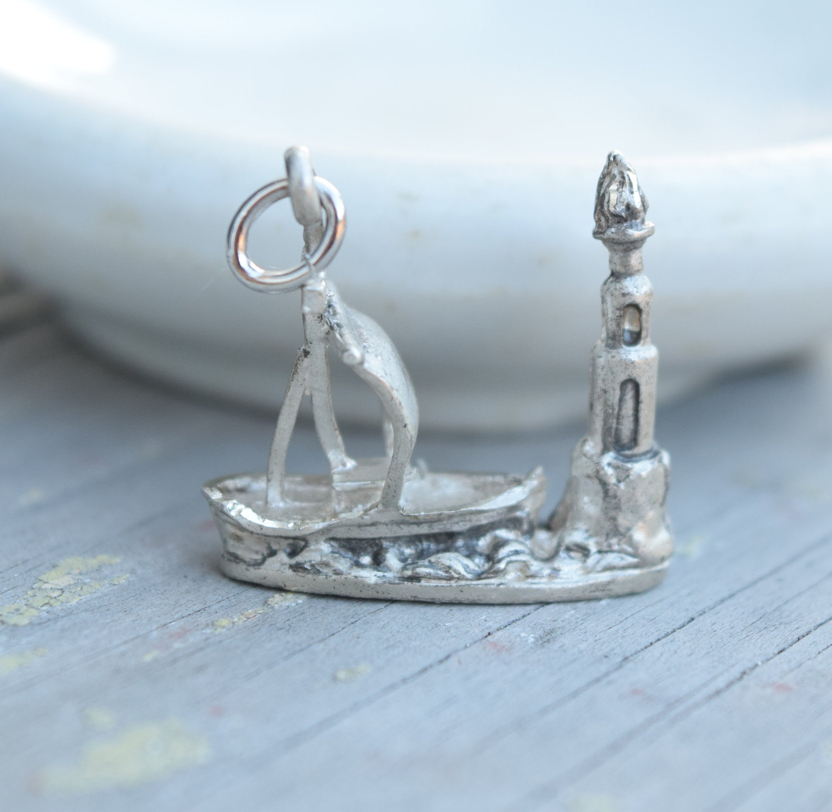 Lighthouse Charm, Sterling Silver, Sailboat Charm, Ocean Charm, Sea ...
