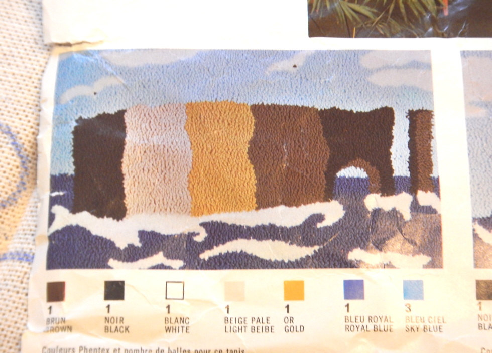 1970s Phentex Printed Punch Needle Embroidery Canvas Rug-Wall Hanging 2 ...