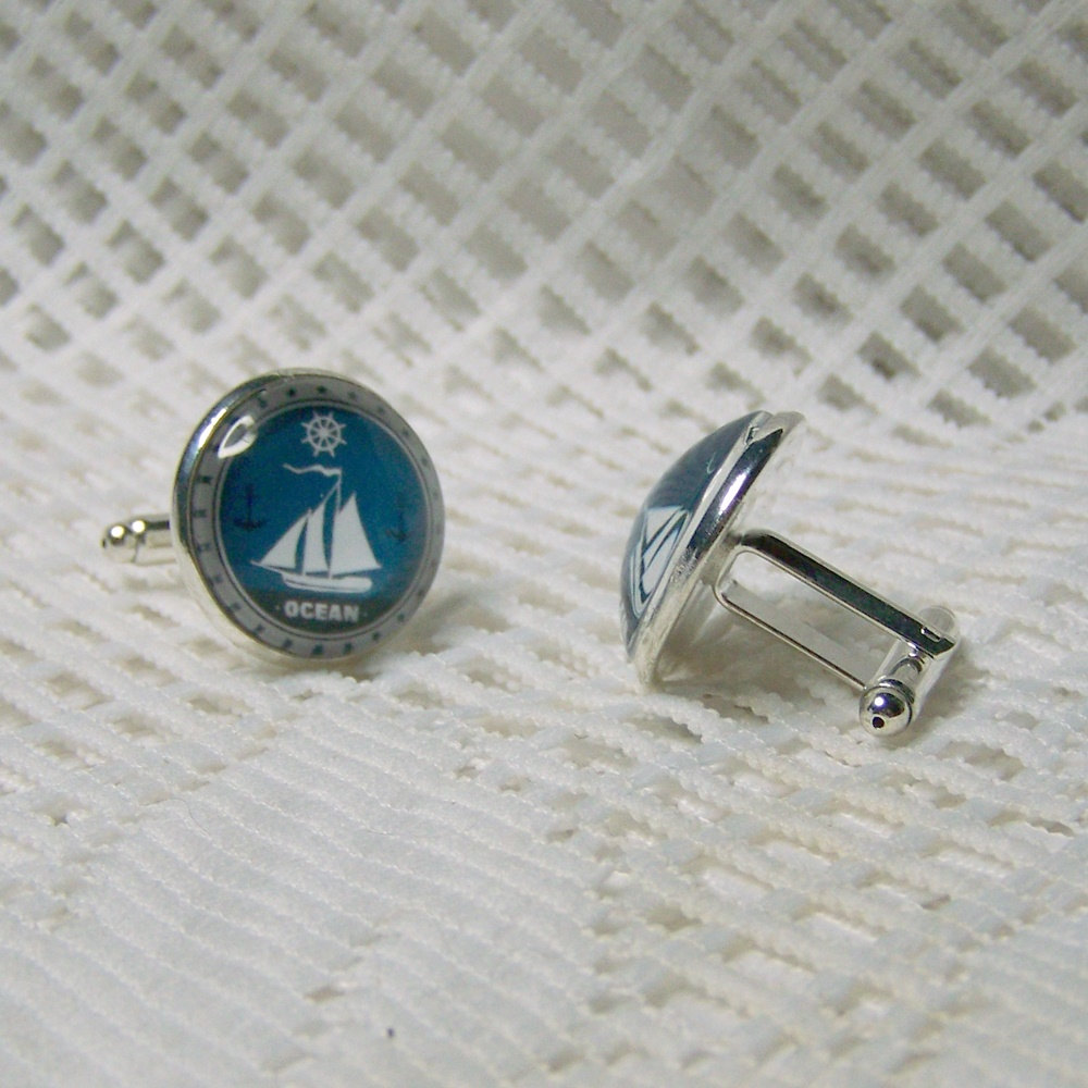 Sailboat Cuff Links, Sailing Ship Cuff Links, Nautical, Tall Ship ...