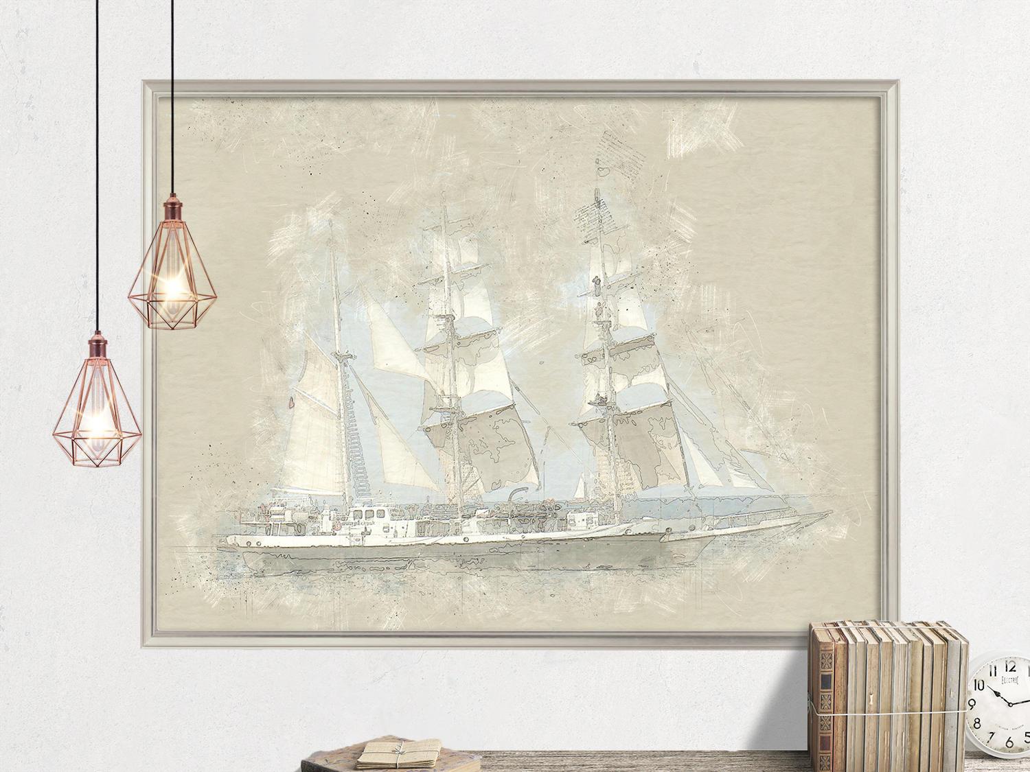 Schooner Barque Sailing Ship Vintage Art Sailing Ship Print Sailboat ...