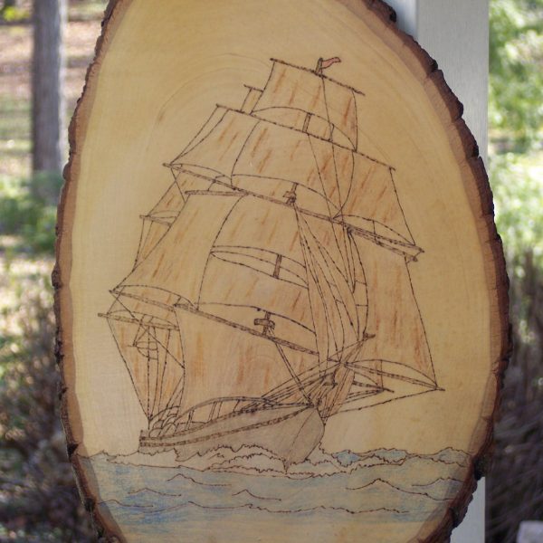 Sailing Ship Woodburning Pyrography | Schooner Chandlery