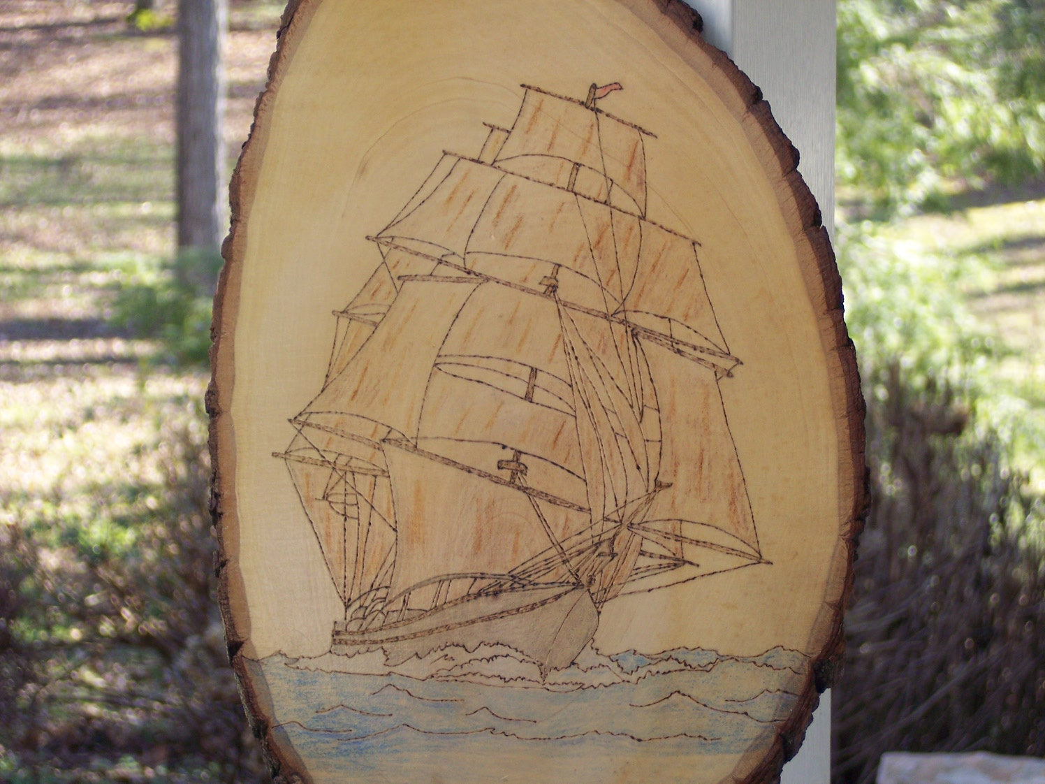 Sailing Ship Woodburning Pyrography | Schooner Chandlery