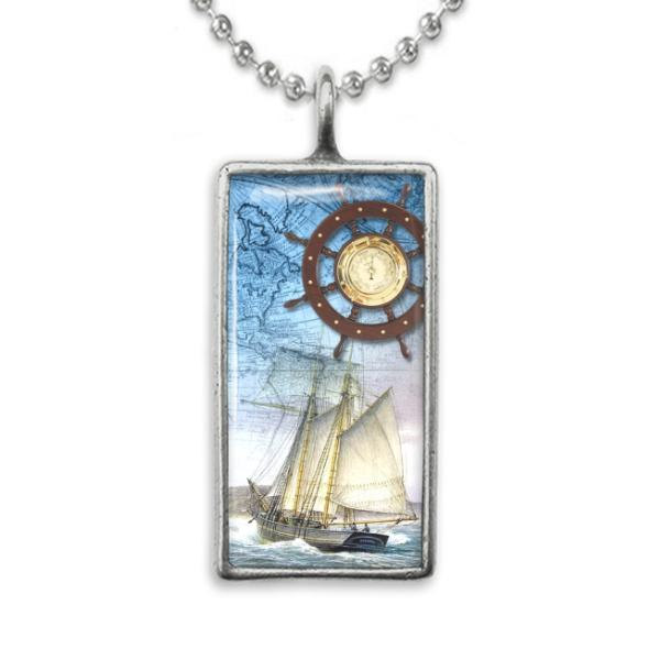Ocean's Journey Pendant - Rectangle - Nautical Necklace - Sailing ...