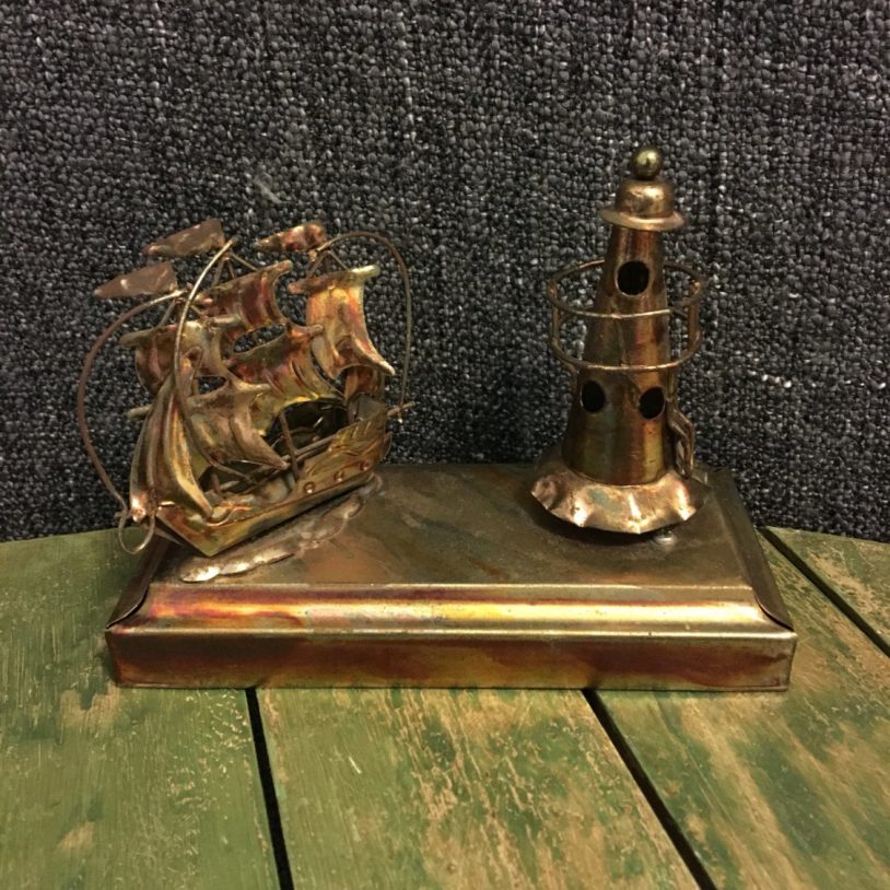 Vintage Nautical "Beyond the Sea" Metal Music Box Coated with Brass ...
