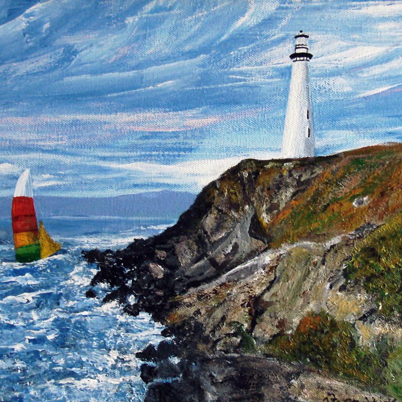 art, painting, Pigeon Point lighthouse, lighthouse, wall decor, office ...