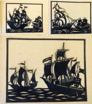 Three Vintage Sailing Ship Stencils Artwork Schooner, Cut-outs Antique ...