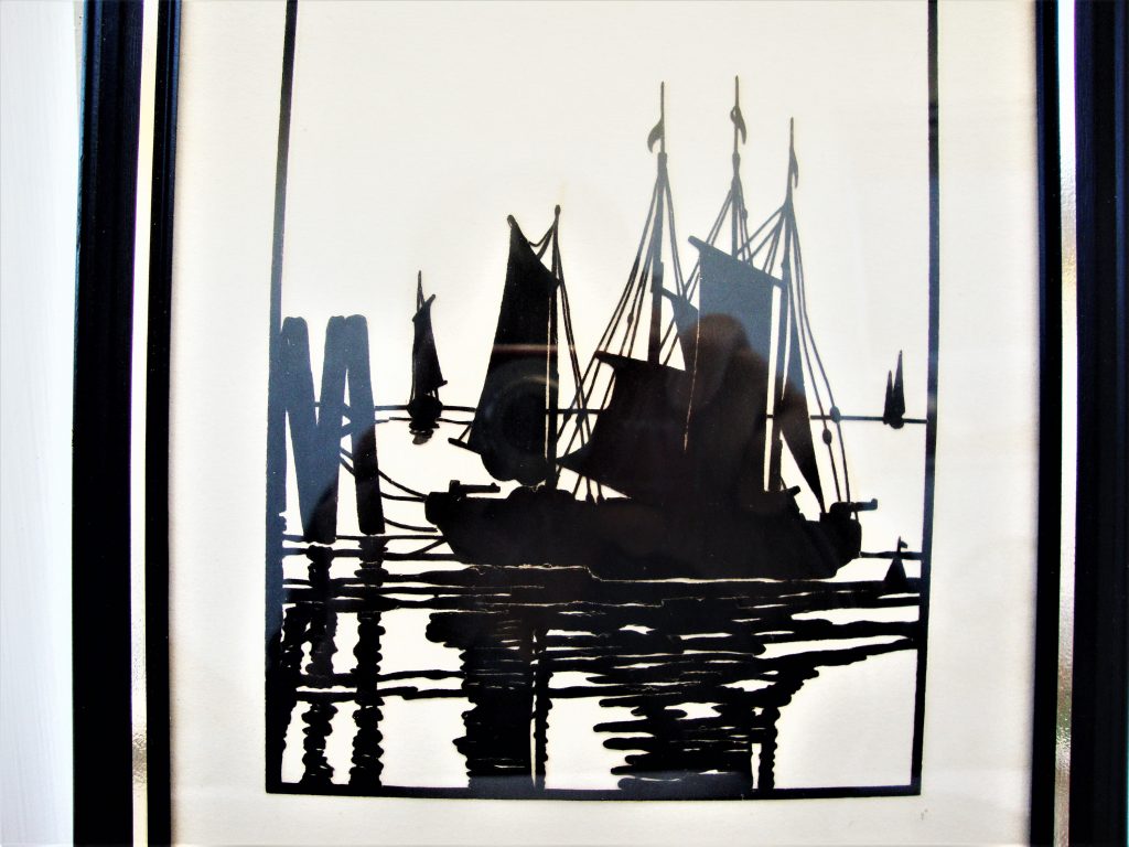 vintage nautical paper cut scissor art sailing ship gunboats framed art ...