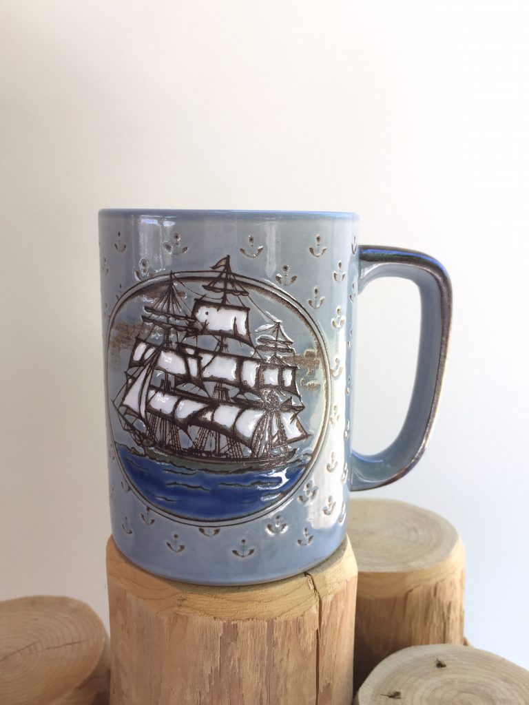 Vintage Tall Ship Mug Vintage Sailing Mug Coastal Mug Schooner Mug ...