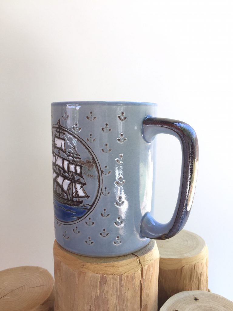 Vintage Tall Ship Mug Vintage Sailing Mug Coastal Mug Schooner Mug ...