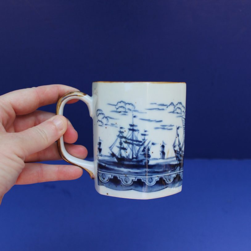 VIntage Schooner Stoneware Hexagonal Shaped Coffe Mug With Brown ...