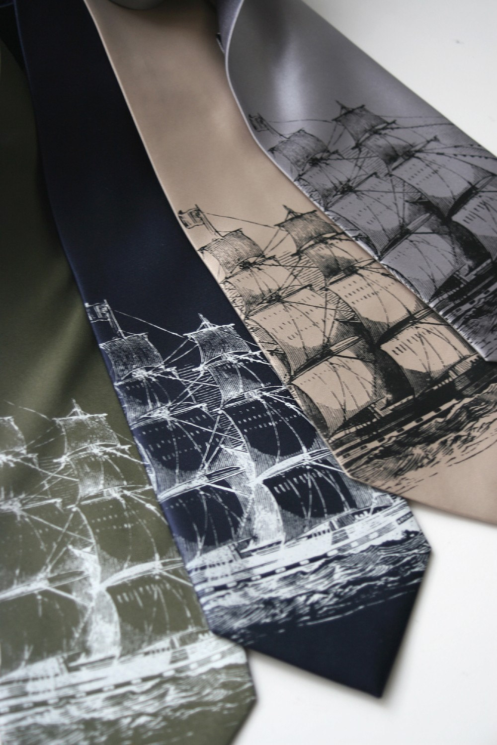 Nautical Print Tie, Boat Tie. Sailing Ship Necktie Tall Ship Printed ...