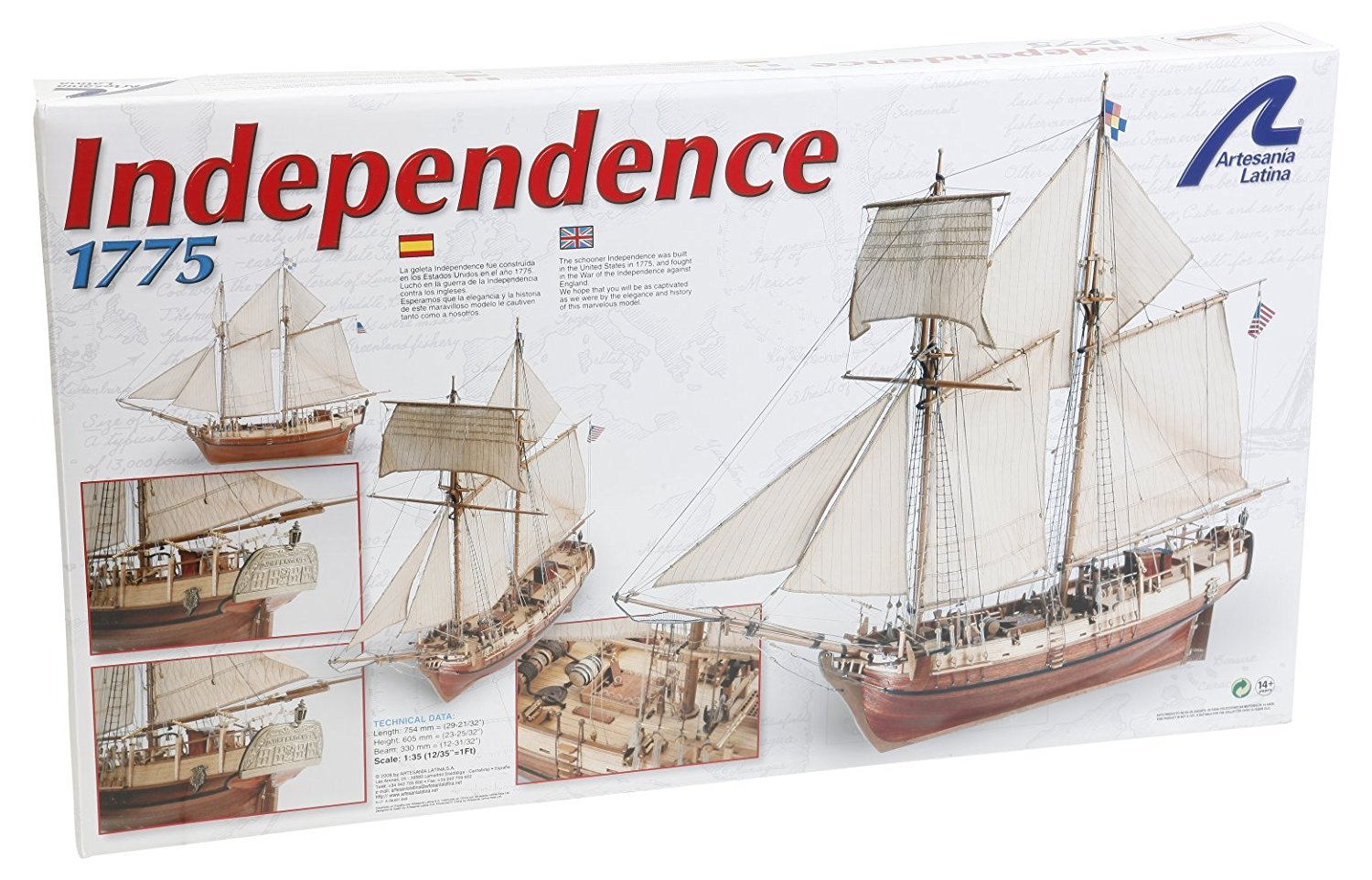 22414 Artesania Latina - Independence Schooner Wooden Ship Model Kit ...
