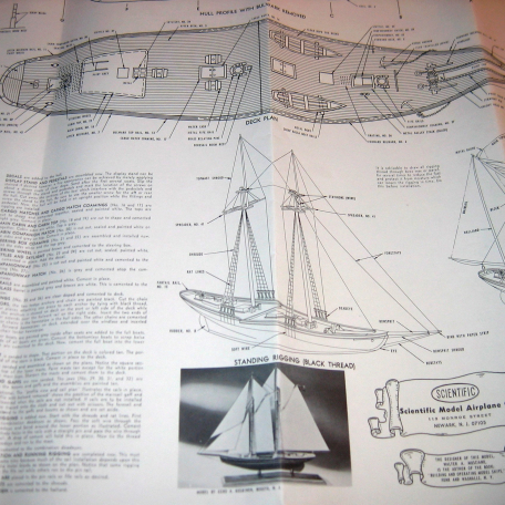 Vintage Wooden Ship Model Kit Schooner BLUENOSE Scientific Model Co ...