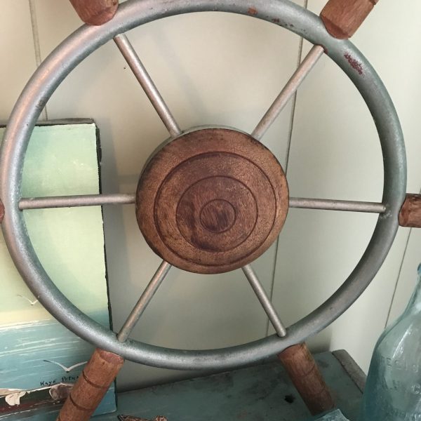 Vintage Ships Wheel Steering Wheel Fisherman Decor Seafood Restaurant ...