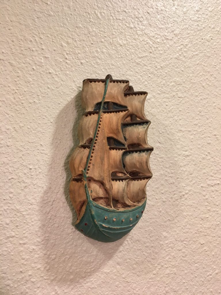 Awesome Vintage Porcelain Schnooner, Tall Ship, Living Room Wall Decor ...
