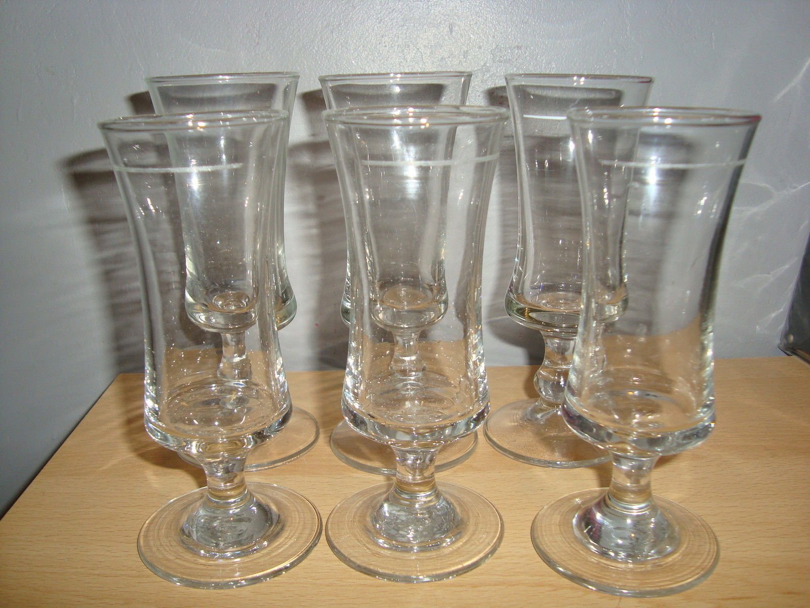 6 Large Vintage Sherry Schooners,13cm High Sherry Glasses,1960s 1970s ...