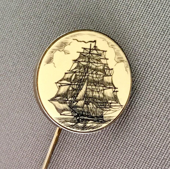 Vintage BARLOW Schooner Ship Stick Pin/ Tie Pin | Schooner Chandlery