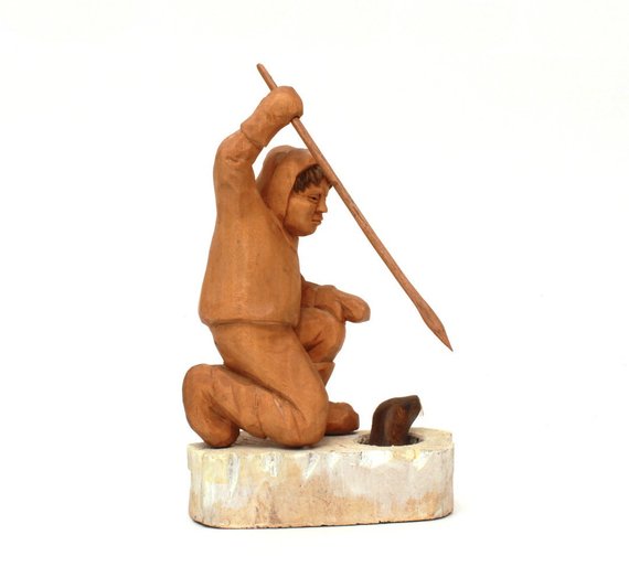 Inuit Wood Carving by Bernard Blake, Sculpture of North Pole Eskimo ...