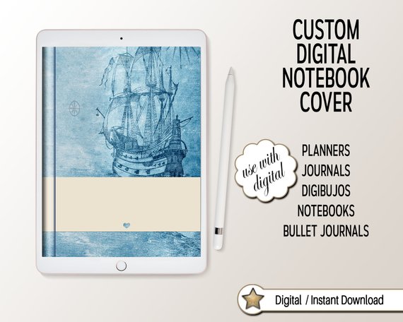 Nautical Schooner Cover for Digital Planners, DigiBujo, Notebooks and ...