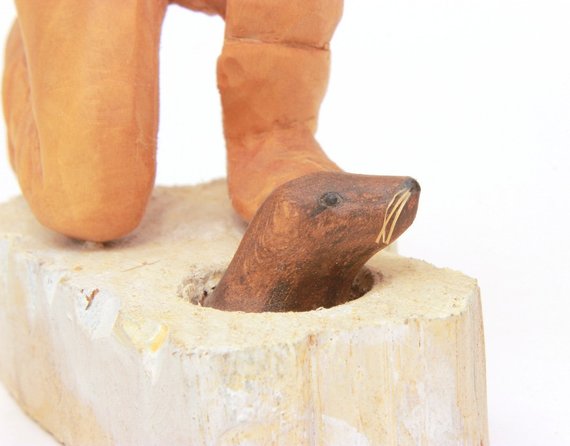Inuit Wood Carving by Bernard Blake, Sculpture of North Pole Eskimo ...