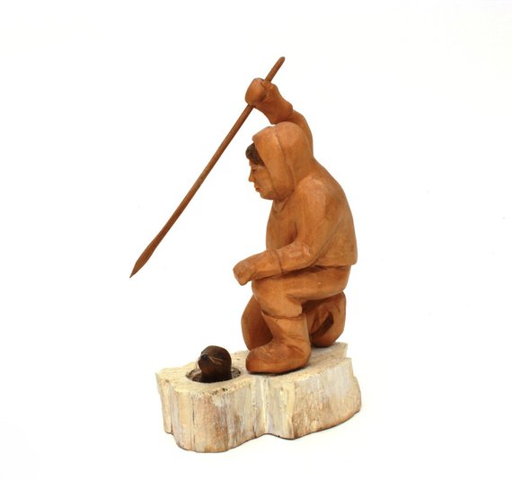 Inuit Wood Carving by Bernard Blake, Sculpture of North Pole Eskimo ...