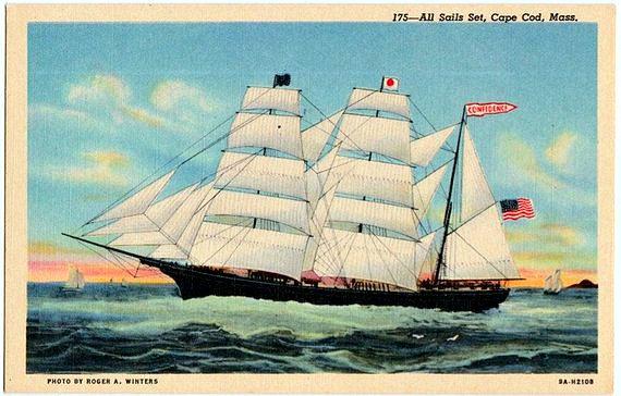 Vintage Cape Cod Postcard - All Sails Set ... The Confidence at ...