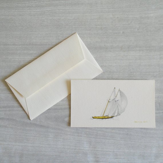 america schooner note cards, set of 6, by eleanor finch for clinton ...