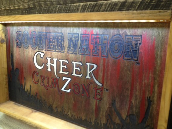 LED Light UP Shadow Box CrimZone Cheer Sooner Nation 12 " x 21" approx ...