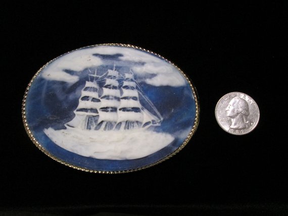 Incolay Stone Sailing Ship Ocean Clouds Galleon Frigate Schooner ...