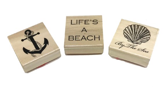Nautical Coastal Seaside Stamp SET BUNDLE. Sailboat. Schooner. Seashell ...