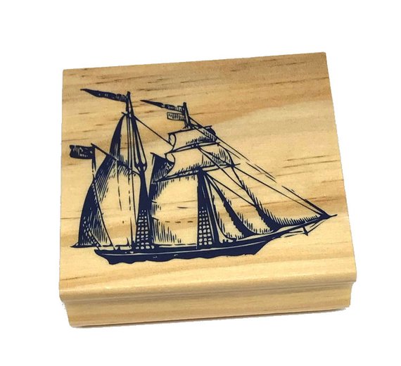 Nautical Coastal Seaside Stamp SET BUNDLE. Sailboat. Schooner. Seashell ...