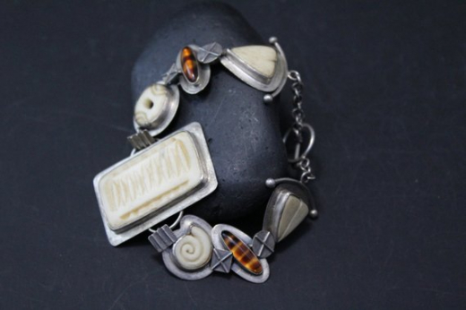 Janice Lee Ripley Sterling Silver Carved Bone Modernist Hand Made ...