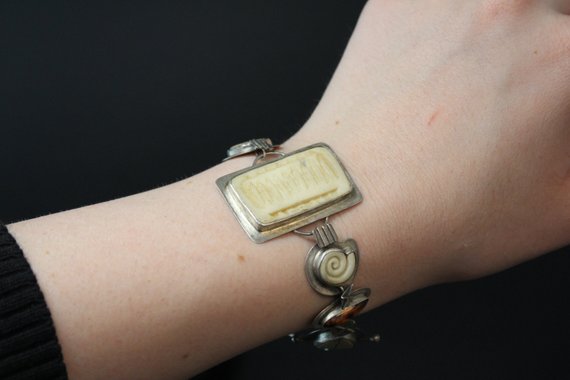 Janice Lee Ripley Sterling Silver Carved Bone Modernist Hand Made ...