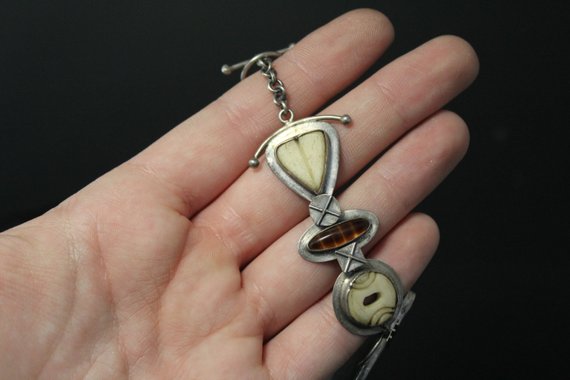 Janice Lee Ripley Sterling Silver Carved Bone Modernist Hand Made ...